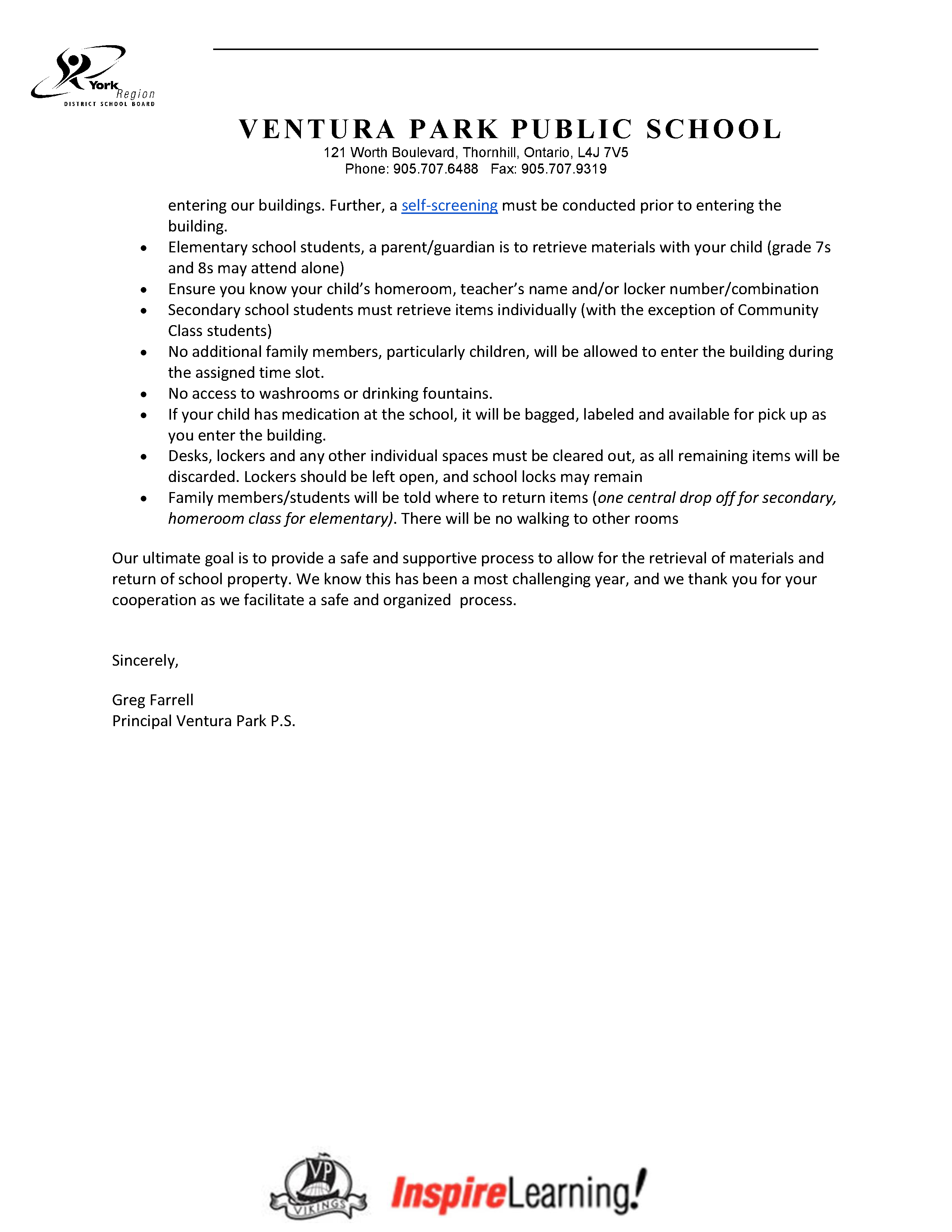 Student Material Retrieval Process at VPPS – Ventura Park PS BLOG