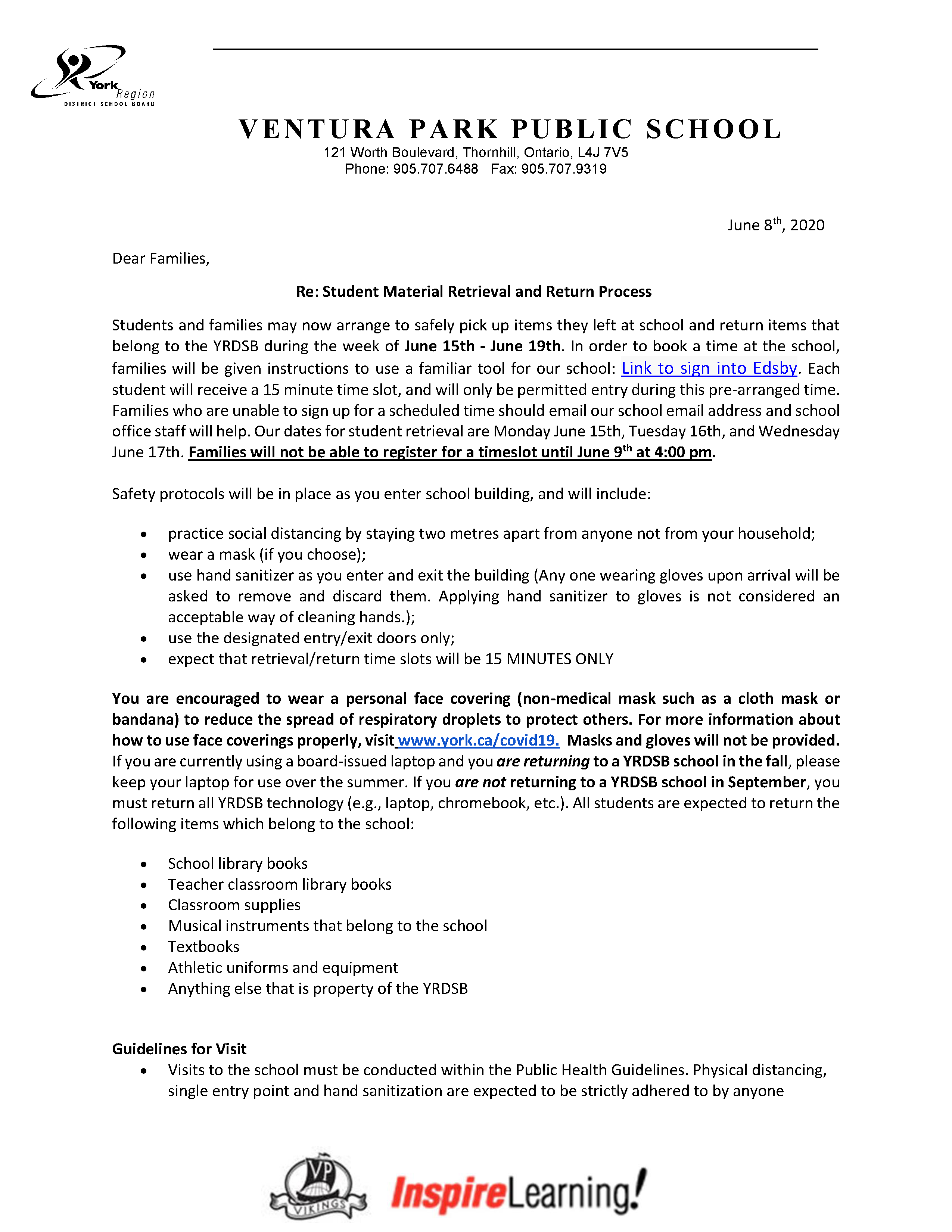 Student Material Retrieval Process at VPPS – Ventura Park PS BLOG