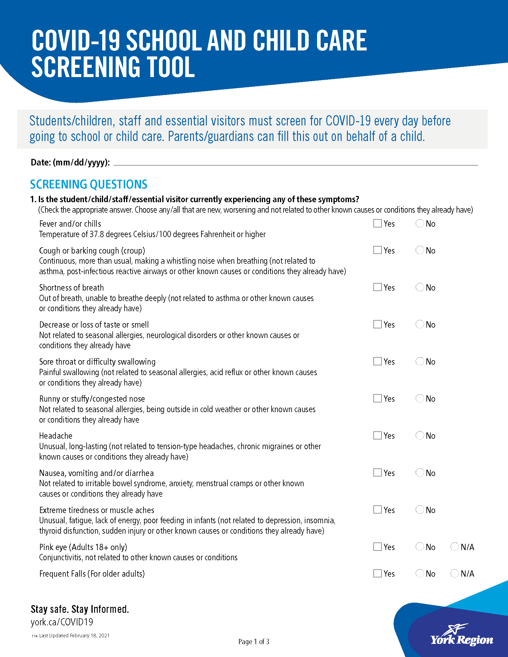 Covid-19 School and Child Care Screening Tool – Ventura Park PS BLOG