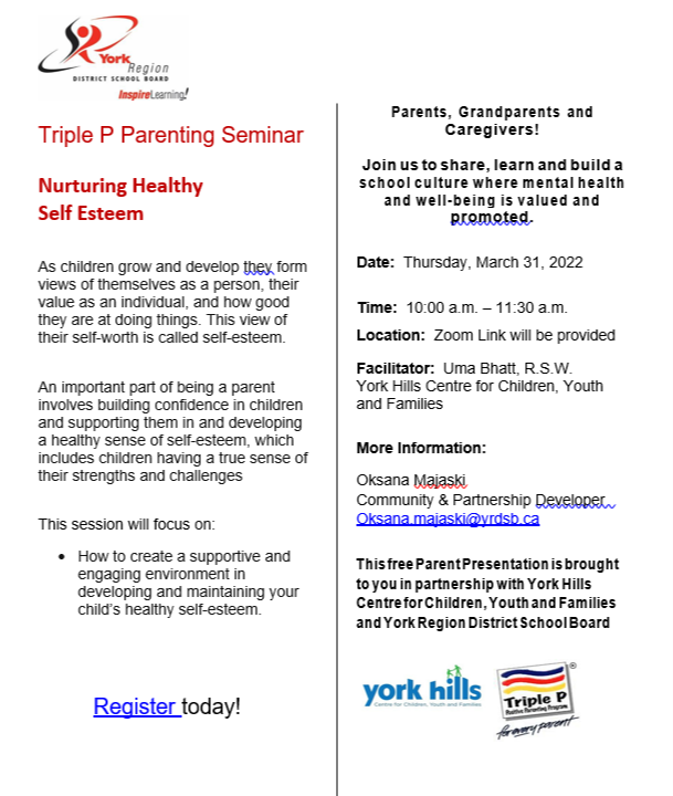 Triple P Parenting Seminar – Nurturing Healthy Self Esteem – Ventura ...