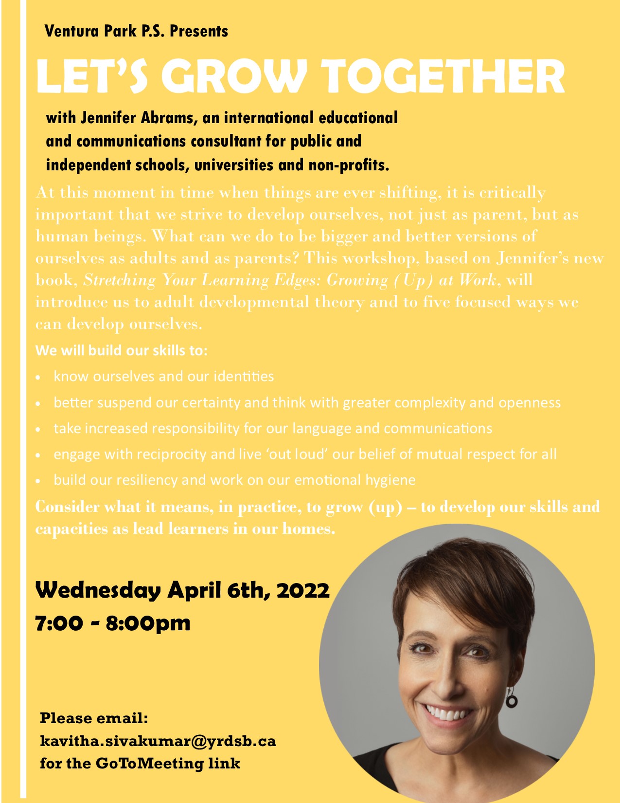 Let’s Grow Together Parent Presentation with Jennifer Abrams – Ventura ...