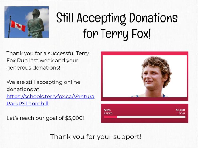 Terry Fox Donations – Ventura Park PS BLOG