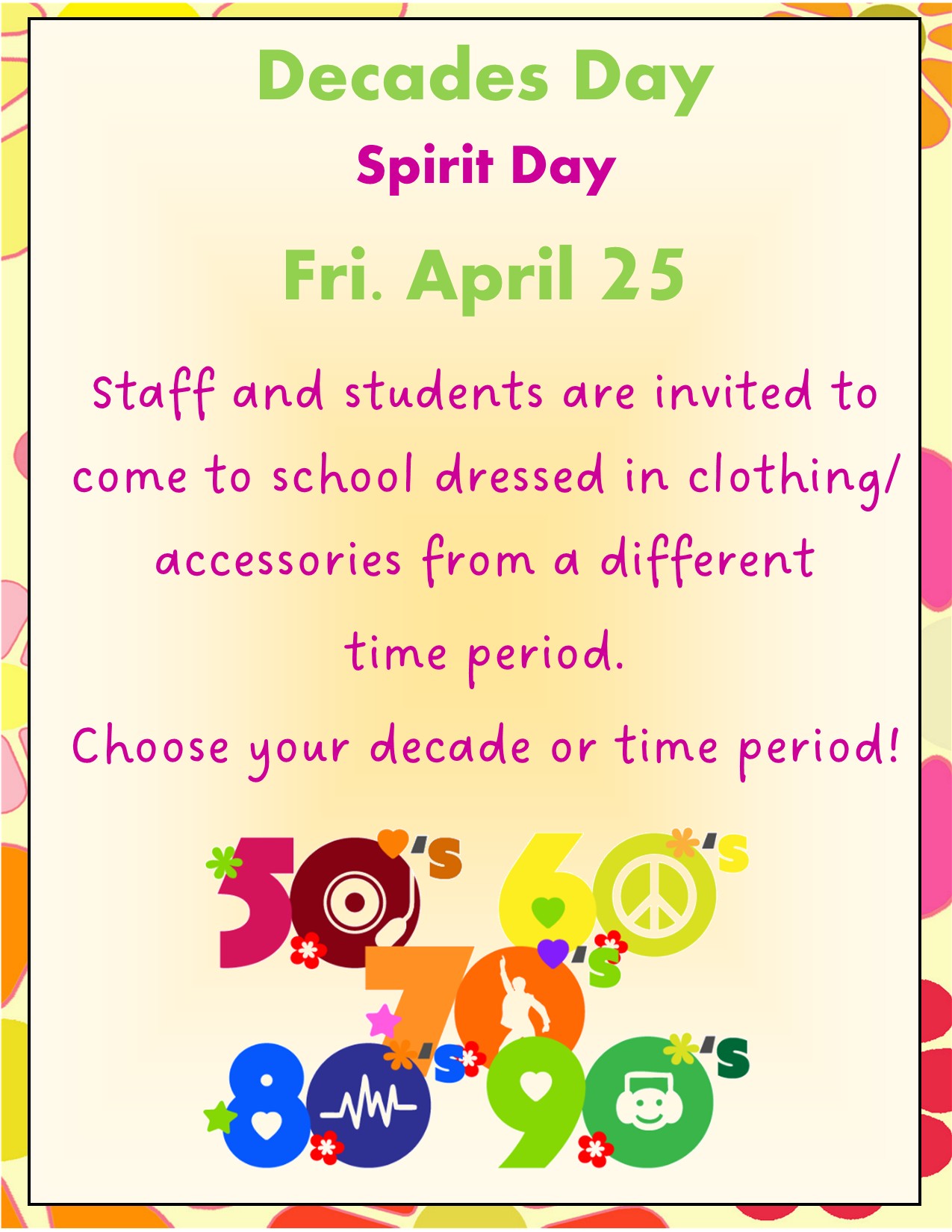 Decades Day – Spirit Day – Ventura Park PS BLOG